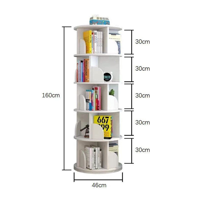 Latitude Run® 360° Rotating Stackable Shelves Bookshelf Organizer ...