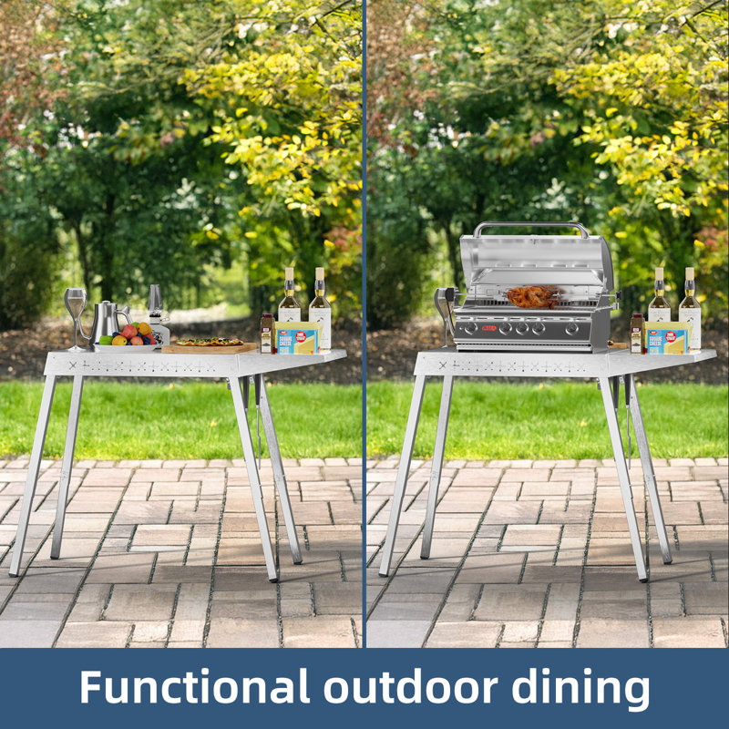 COWSAR Foldable Portable Grill Table Outdoor Grill Cart Movable Bbq ...