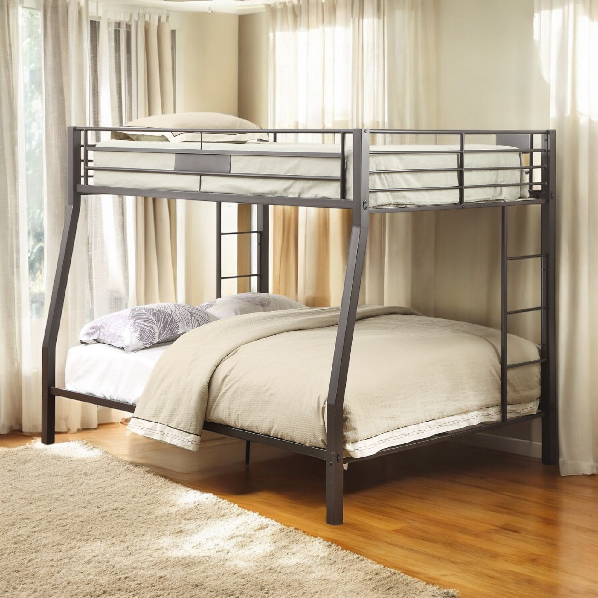 Isabelle & Max™ Sandy Black Bunk Bed With Built-In Ladder | Wayfair