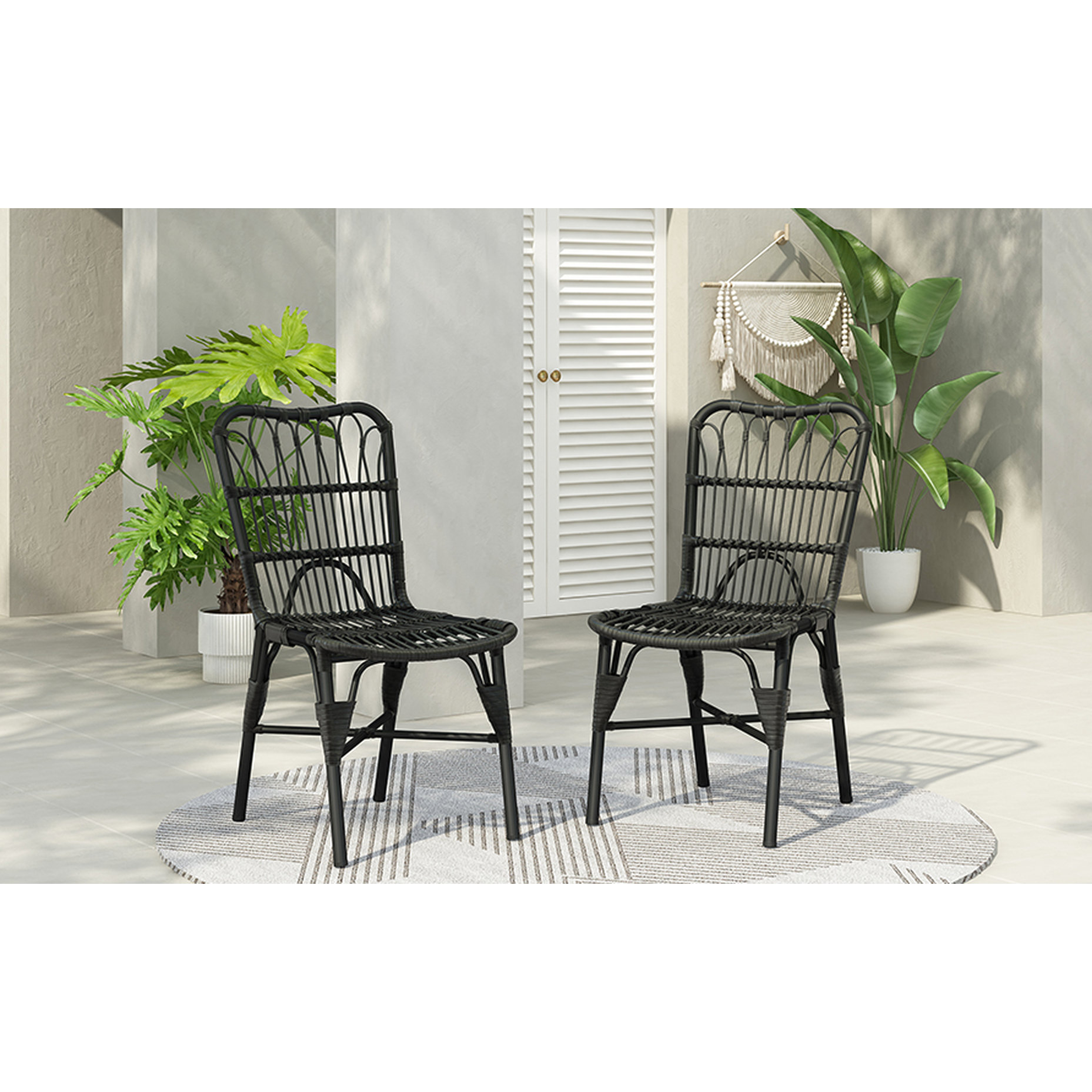 Red Barrel Studio® 2Pcs Outdoor Dining Chairs - Iron Construction ...