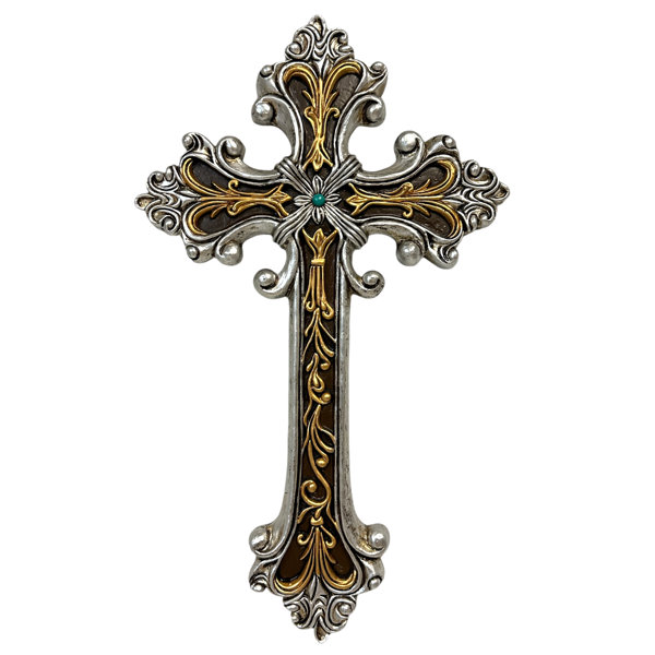 Fleur De Lis Living Polyresin Ornate Filigree Scrollwork Silver & Gold ...