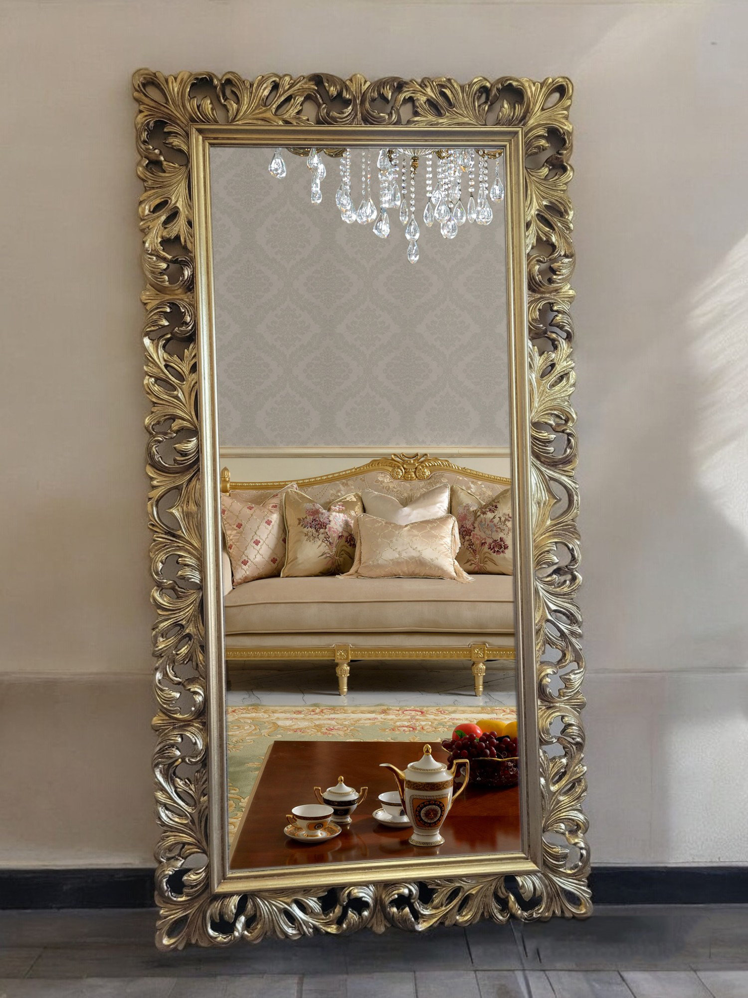 Infinity Furniture Import Opulent Gold Leaf Mirror With Intricate ...