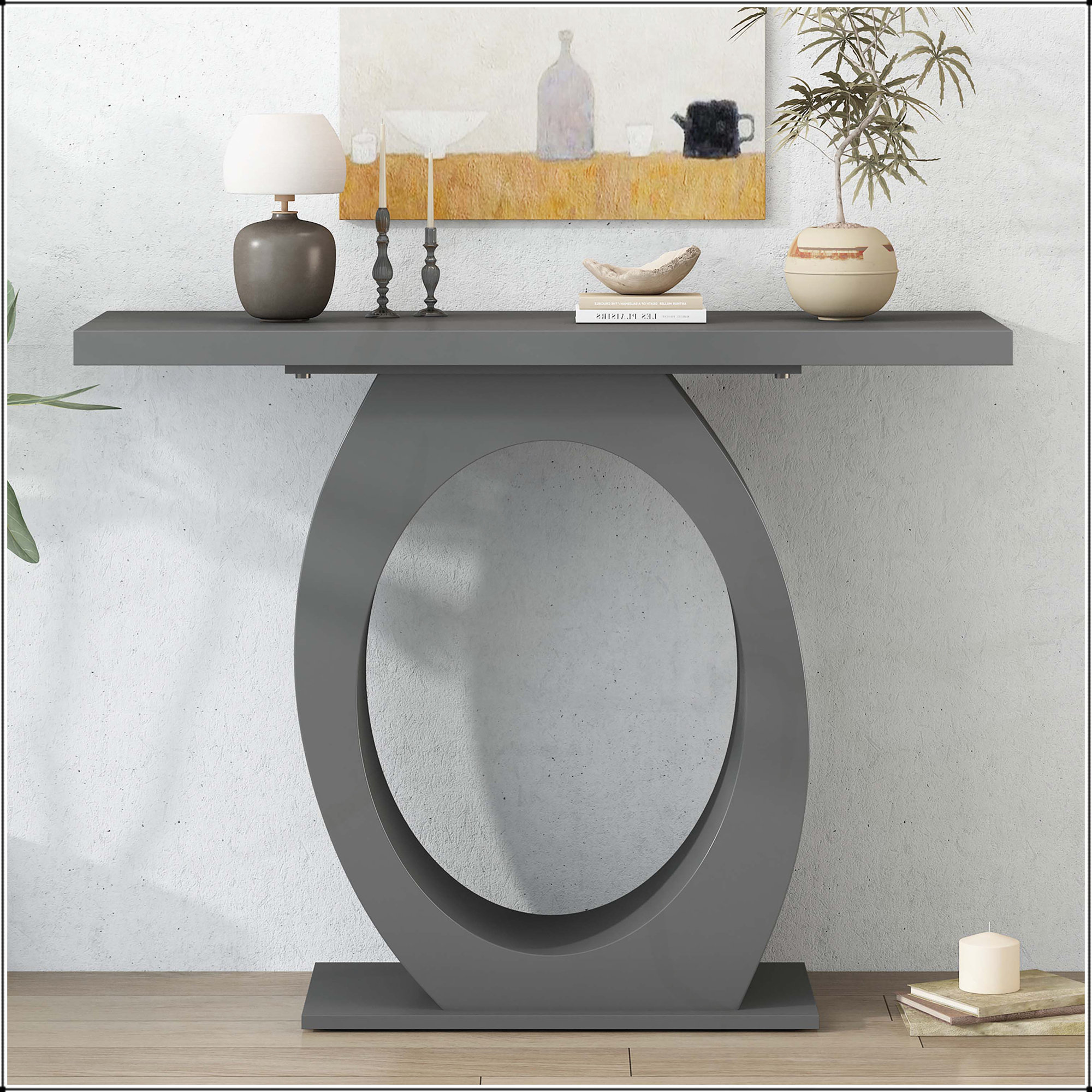 Ivy Bronx Mirod Stylish Modern Console Table with Egg-Shaped Base ...
