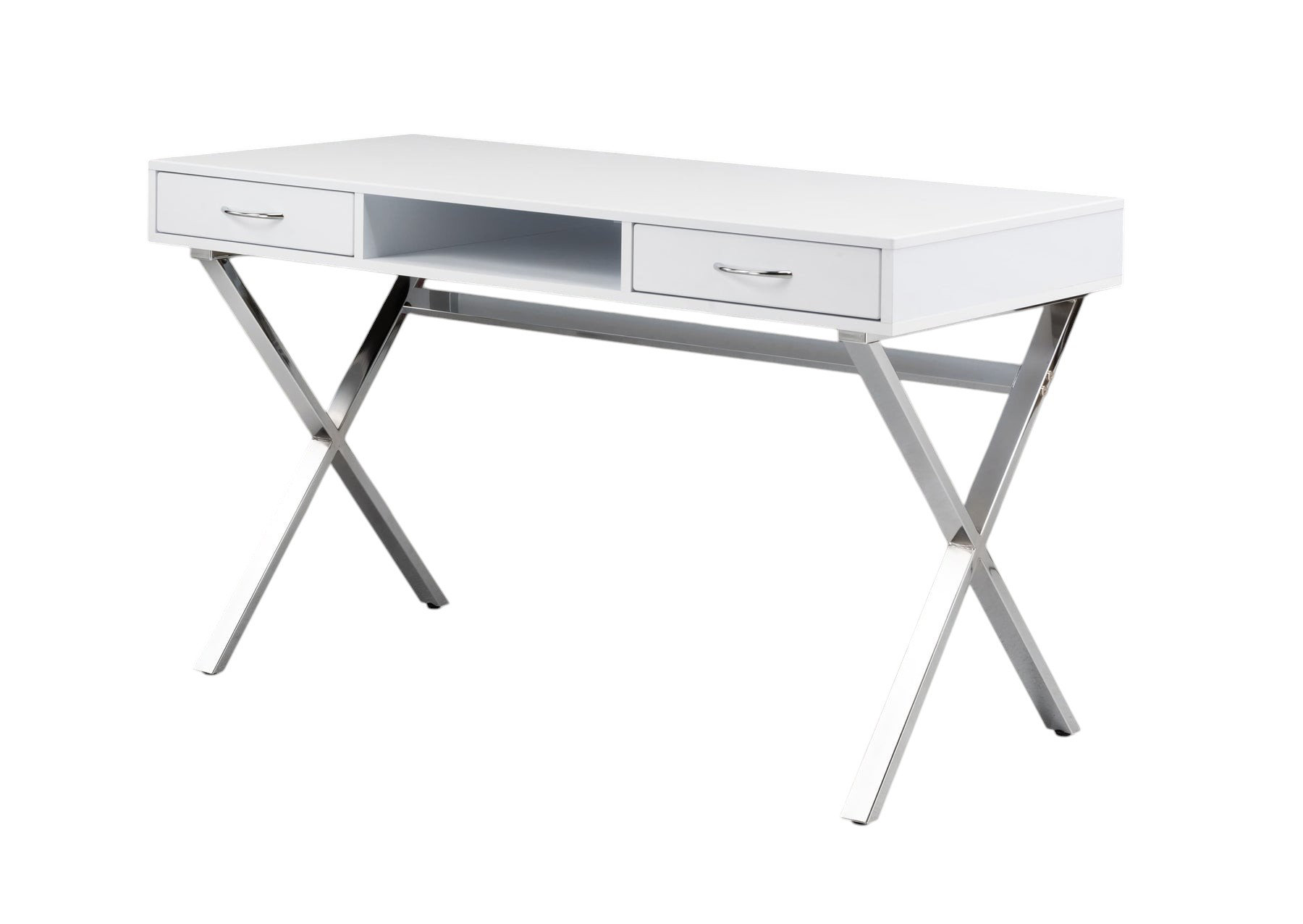 Latitude Run® 47" White and Silver Wood and Metal Computer Desk With ...