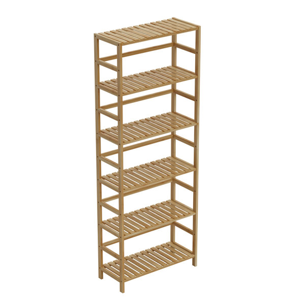 Lark Manor™ Tall 6-Tier Bamboo Storage Rack Shelving Bookshelf Plant ...