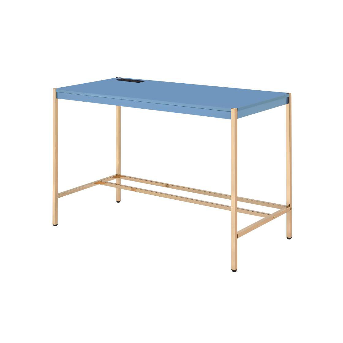 Ebern Designs Navy Blue And Gold Writing Desk With USB Ports | Wayfair