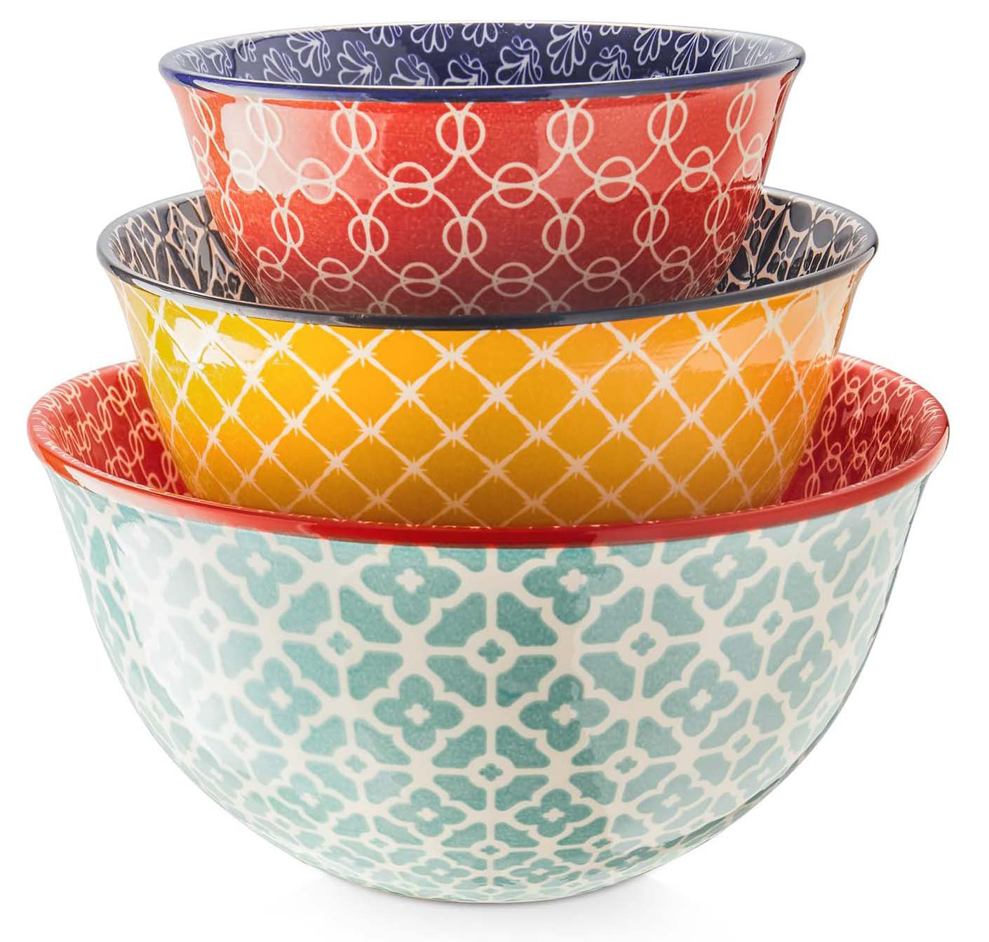 Inlij Mixing Bowls, Ceramic Mixing Bowls for Kitchen, Colorful Vibrant ...
