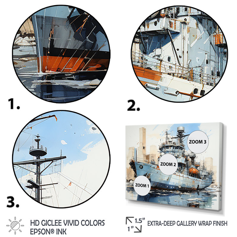 Breakwater Bay Navy Army Boat Frigate III - Military Multipanel Wall ...