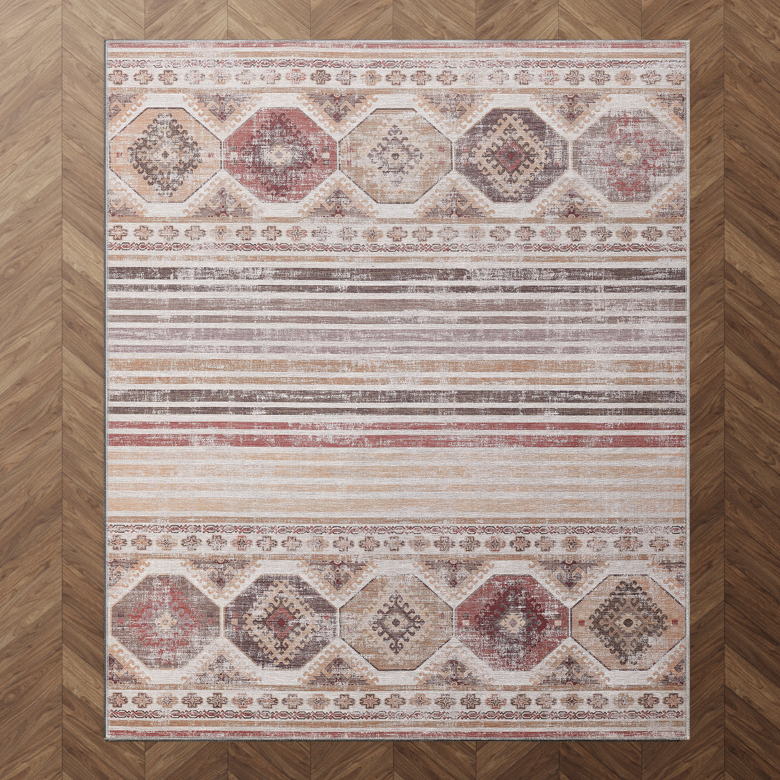 Bungalow Rose Zehorit Machine Washable Vintage Area Rug For Living Room ...