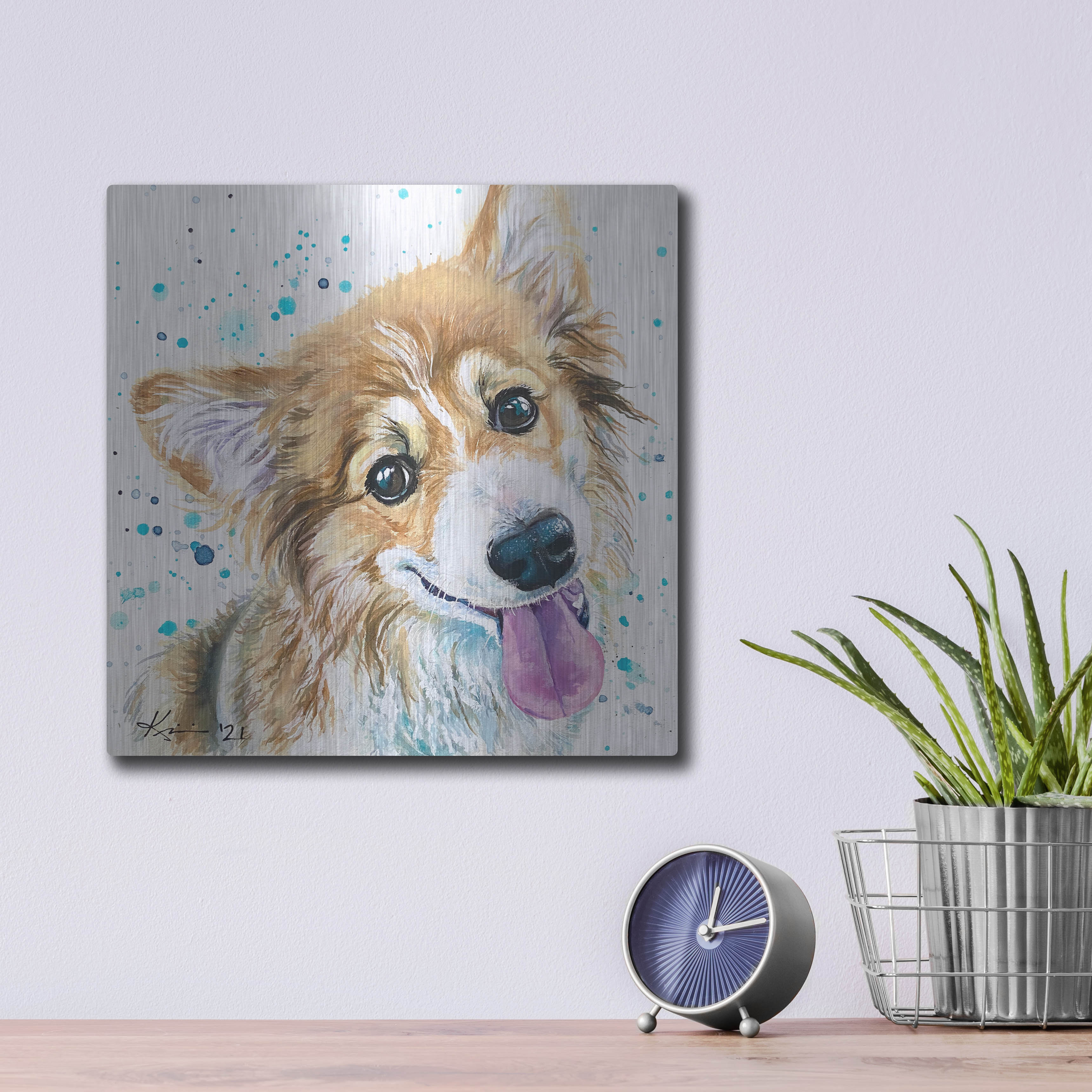 Red Barrel Studio® 'Rainbow Dogs Corgi Puppy' by Lindsay Kivi Metal ...