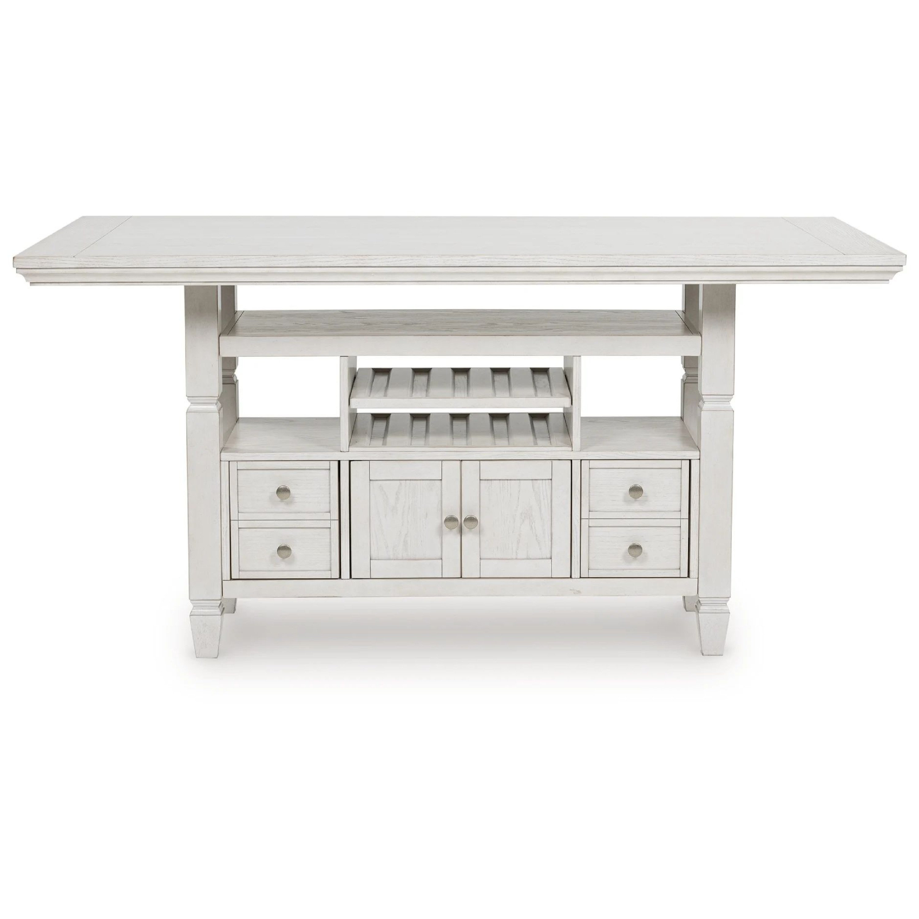 Benjara Lea Counter Height Dining Table, Wine Racks, 72 Inch Antiqued ...