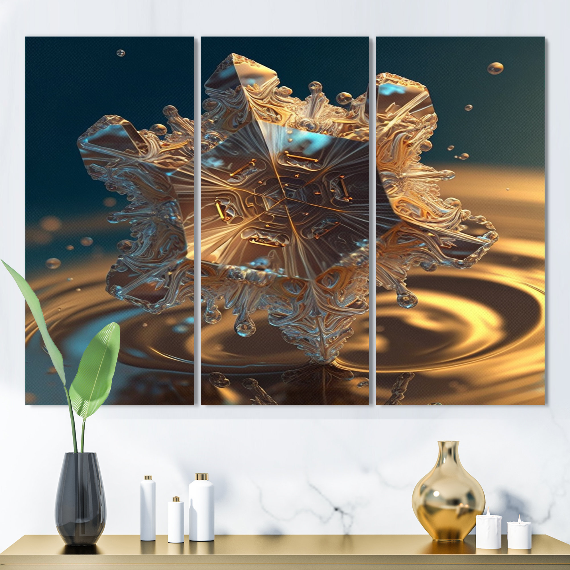 Design Art Harmony Water Crystal V Harmony Water Crystal V - 3 Piece ...