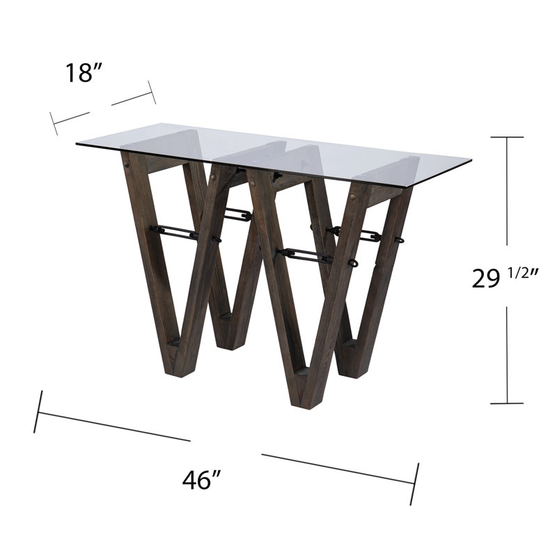 17 Stories Industrial Style Console Table With Glass Top | Wayfair