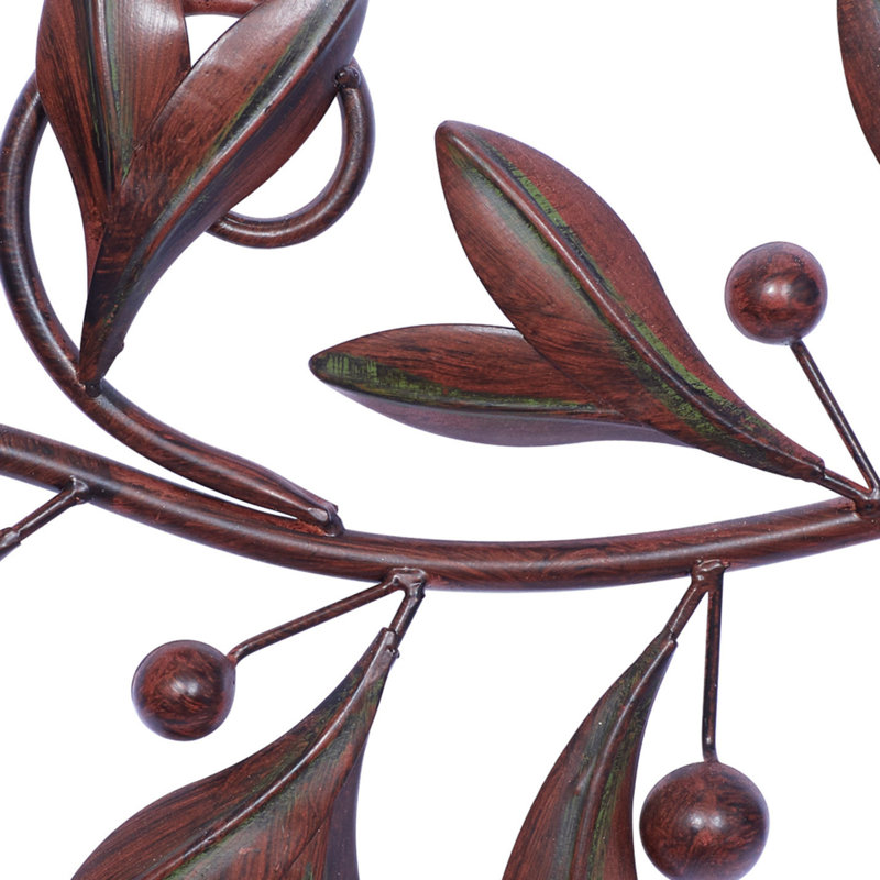Ophelia & Co. Metal Long Horizontal Vine Leaf Red Wall Decor with Green ...