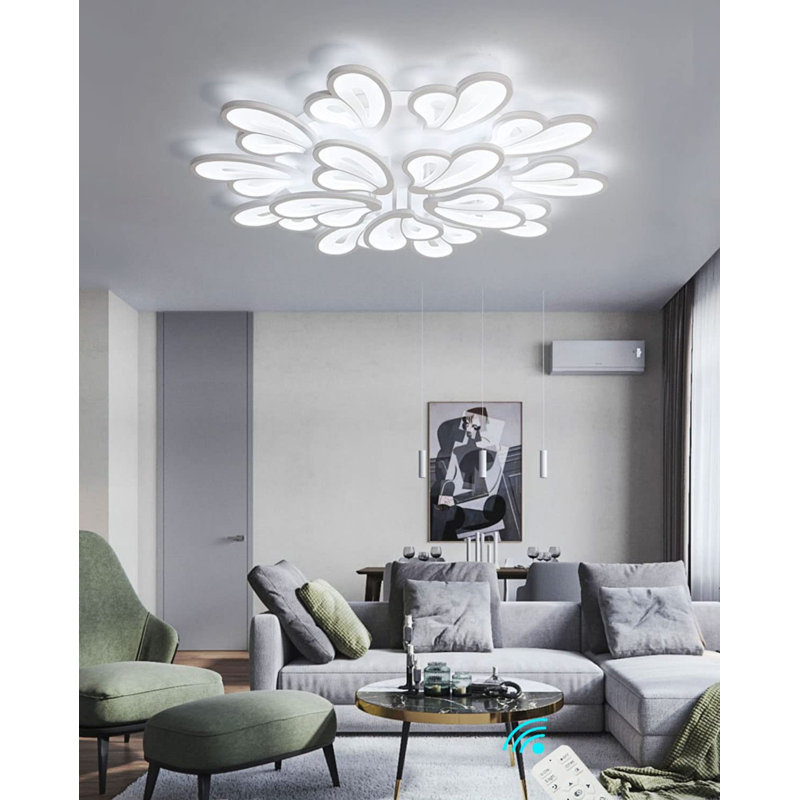 Brayden Studio® Berania 32inch White Petal Flush Mount Ceiling Lamp LED ...