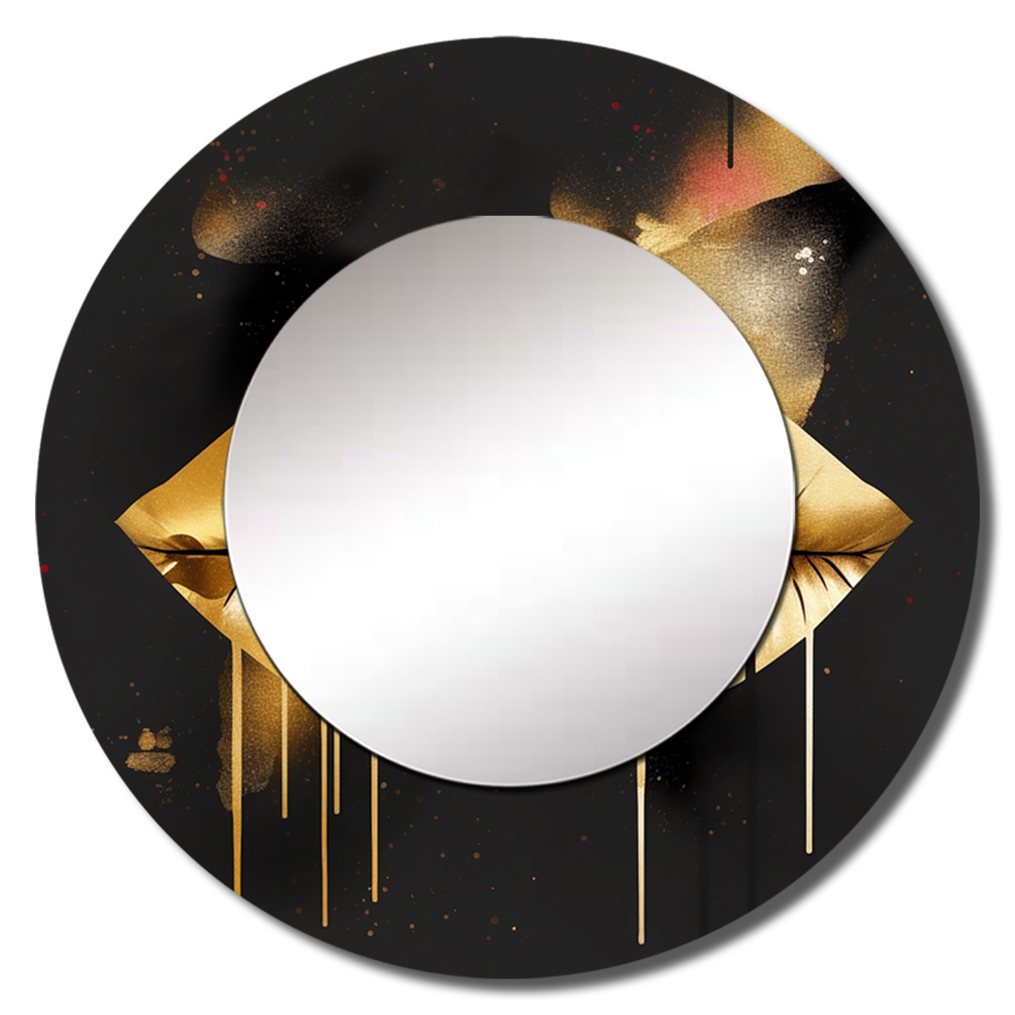 East Urban Home Gold Lips Of Luxury II - Fashion Round Mirror Wall ...