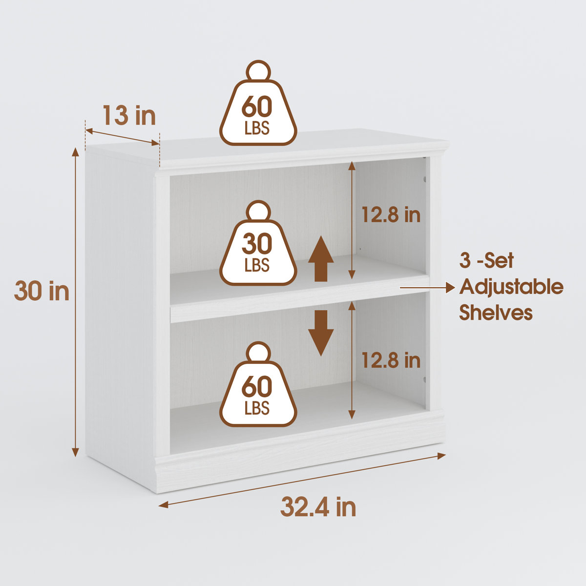 Ebern Designs 2 Tiers 30" Bookcase, Home Office Storage Floor Standing ...