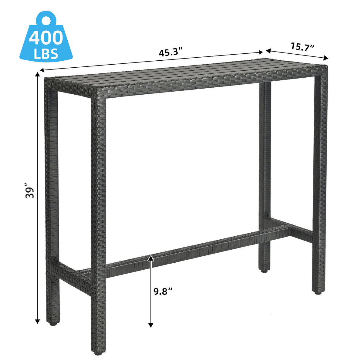 Ebern Designs Outdoor Bar Table, Outdoor Console Table For Patio 45 ...
