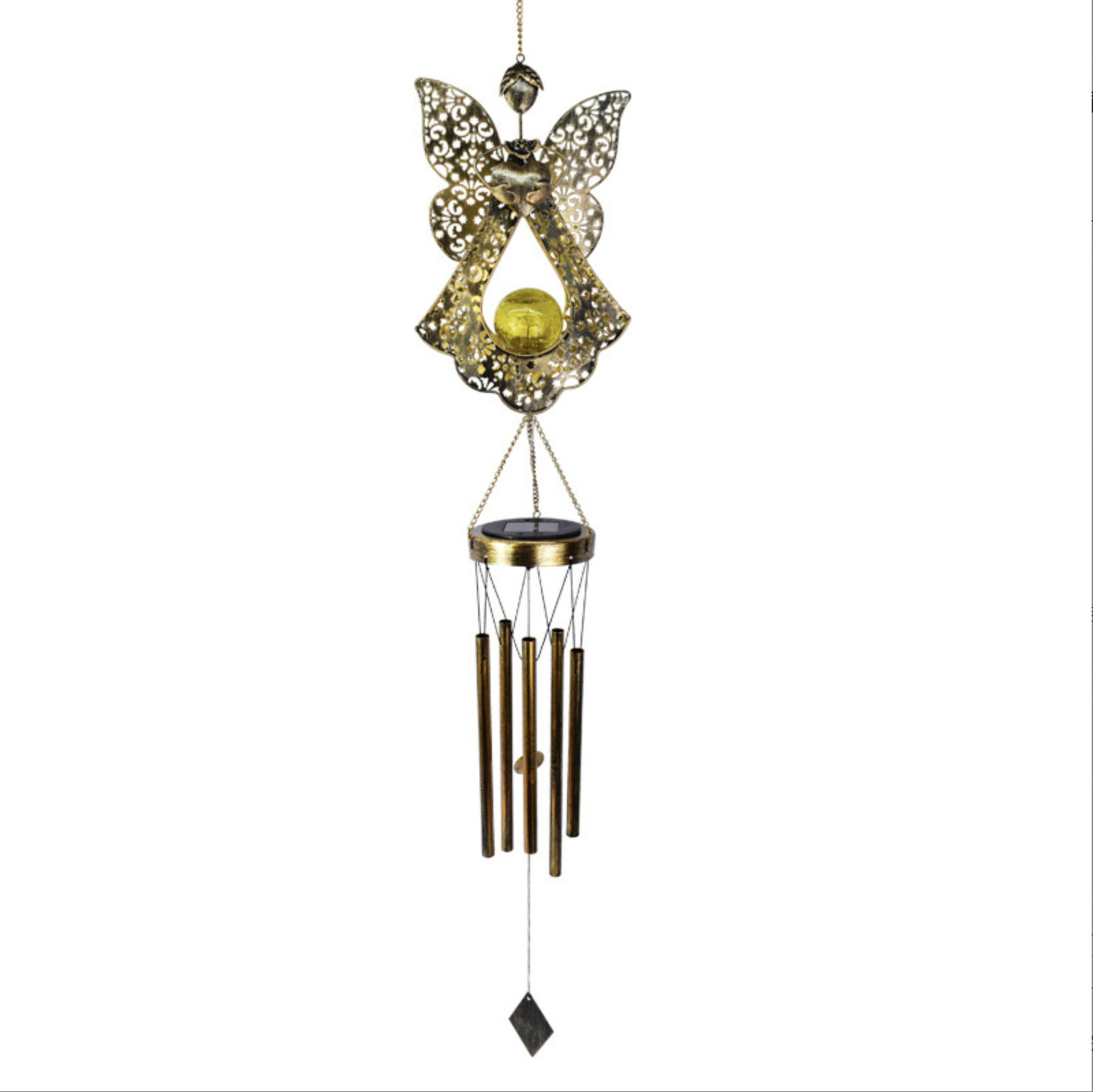 Arlmont & Co. Solar Hanging Angel Glass Ball Wind Chime - Wayfair Canada