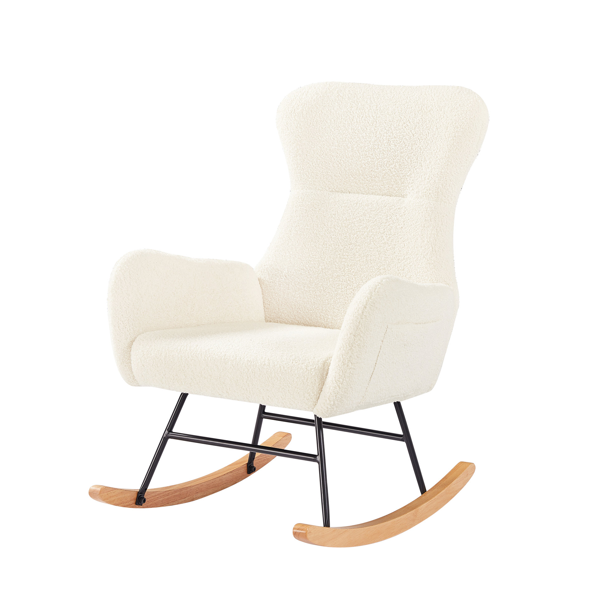 One Allium Way® Cream White Fabric Rocking Chair With Metal Frame High ...