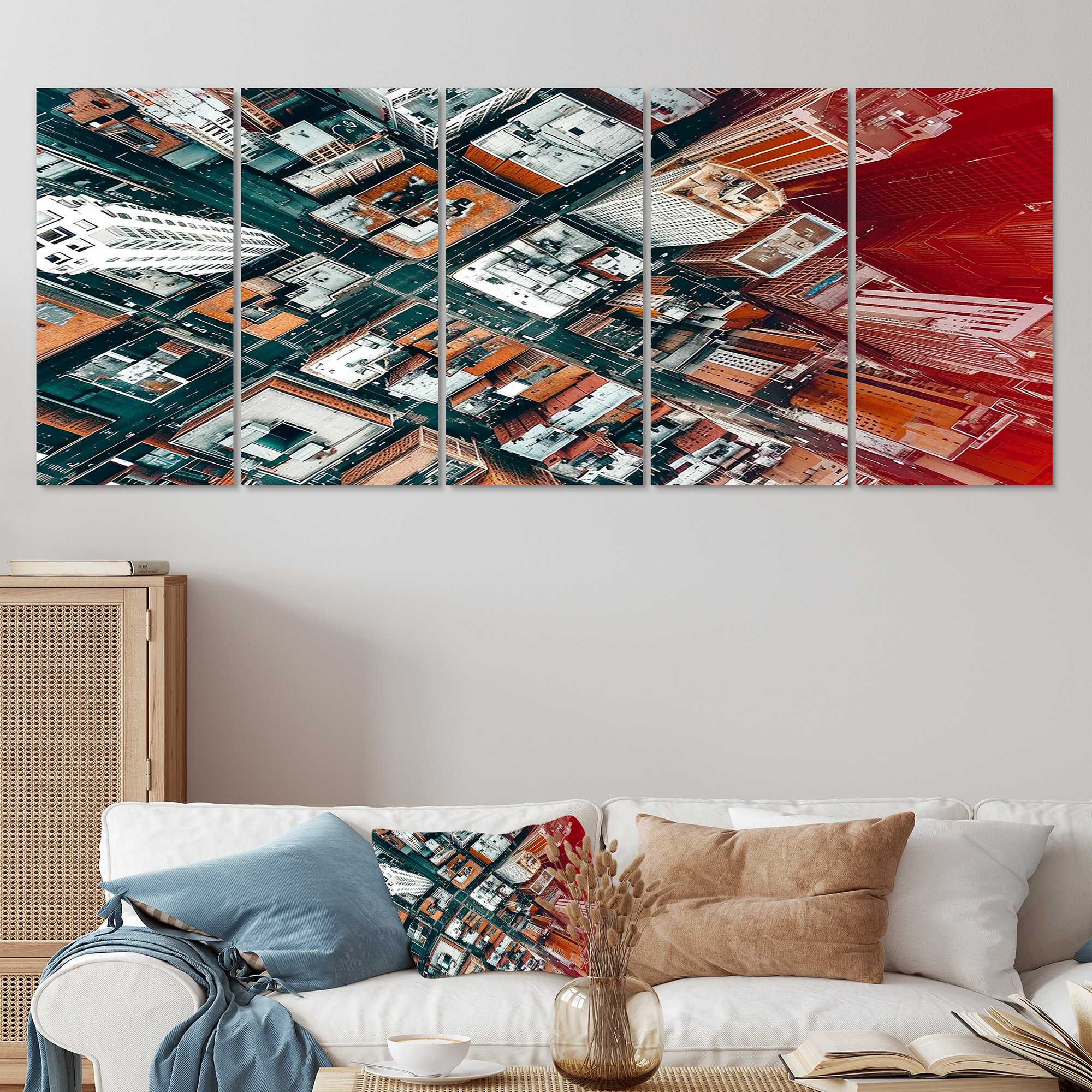Design Art Aerial View New York Skyscrapers - City Buildings Wall Art ...