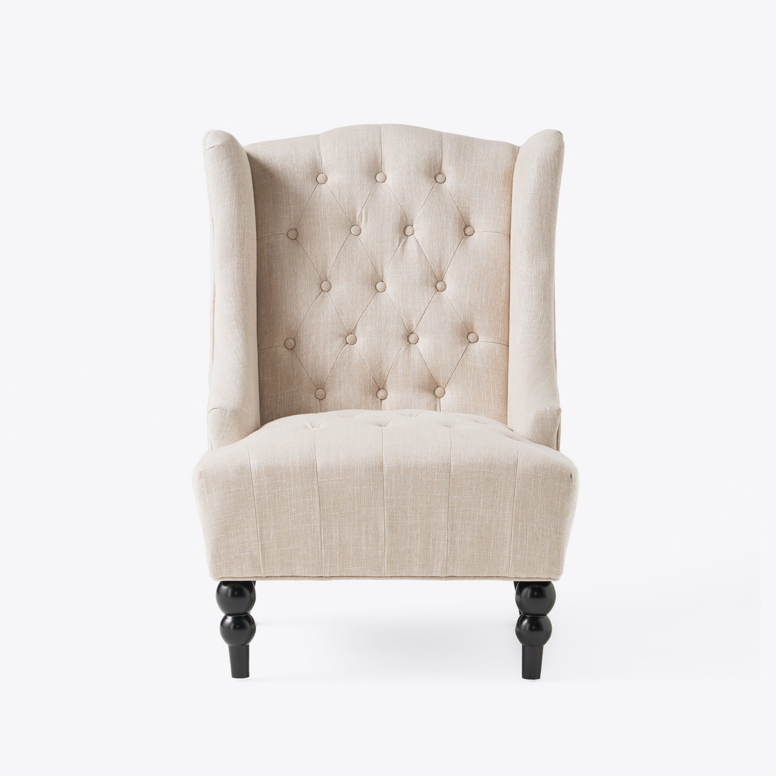 Red Barrel Studio® Light beige Fabric Tufted Club Chair with 4 Legs ...