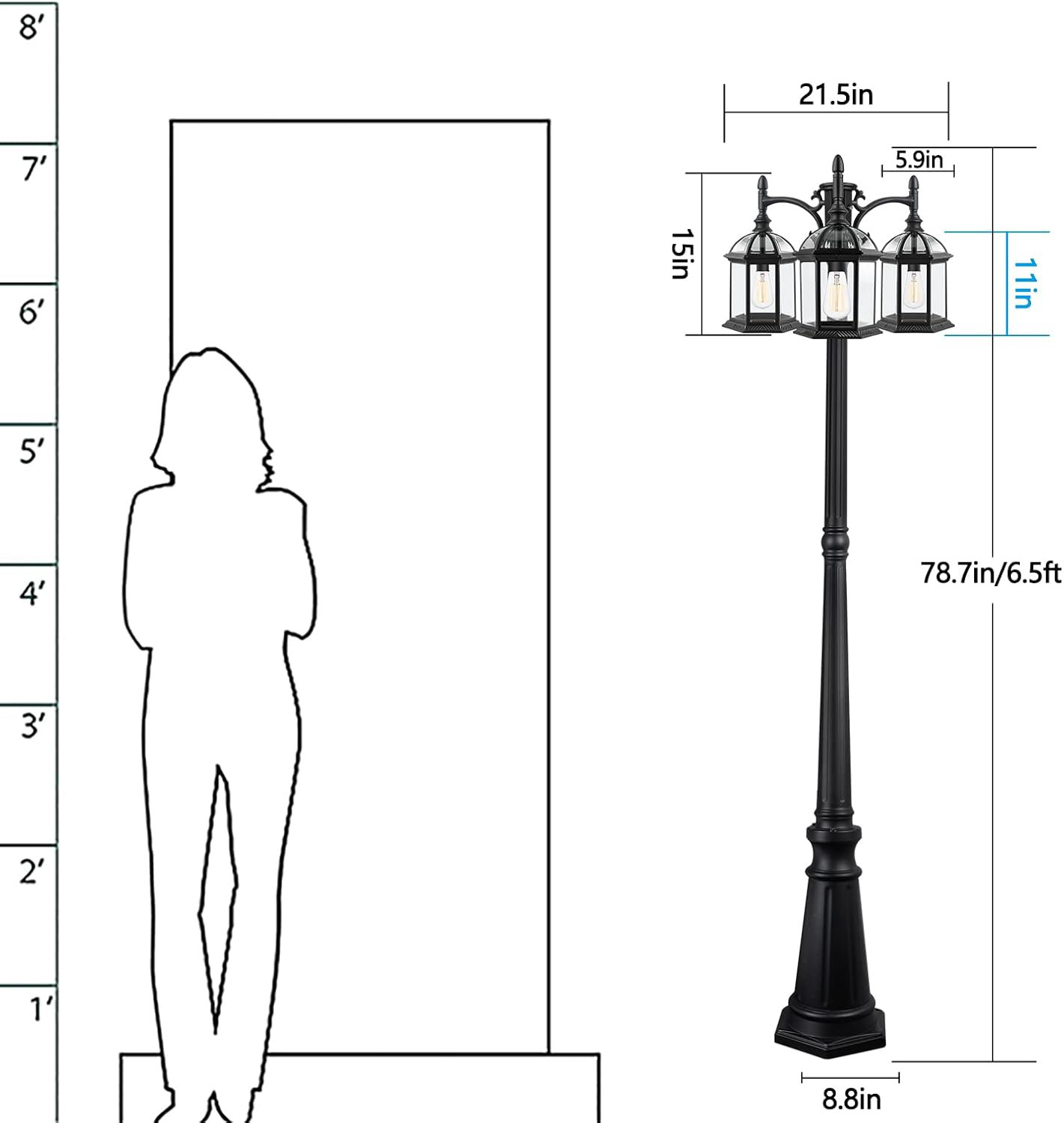 Bloomsbury Market Dusk To Dawn Outdoor Lamp Post Light With 3 LED Bulbs ...