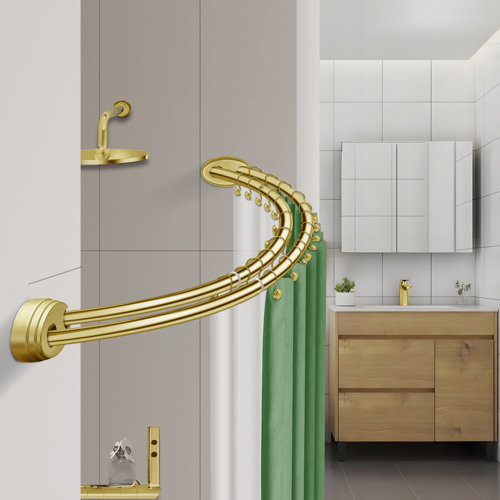 Gold Shower Curtain Rods You'll Love | Wayfair