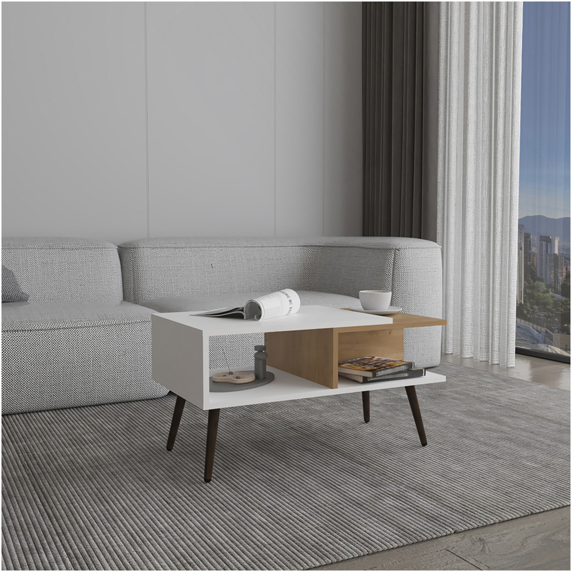 Latitude Run® Aranjuez 29" Wide Coffee Table With Three Shelves ...
