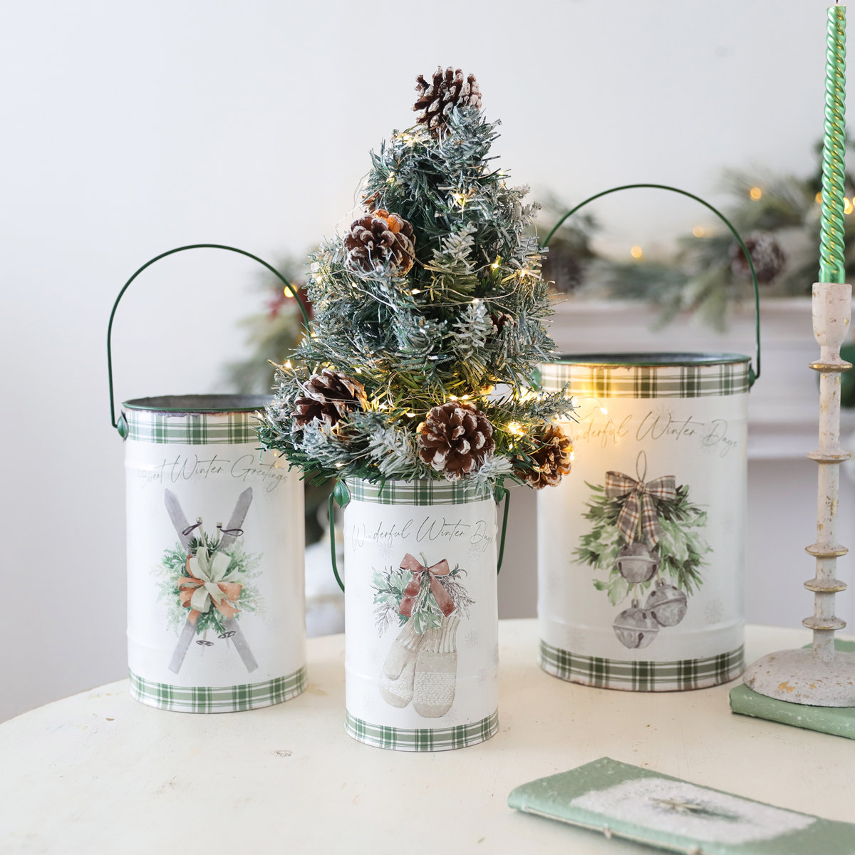 Z² BellaDecor Christmas Metal Bucket Set Of 3 | Wayfair