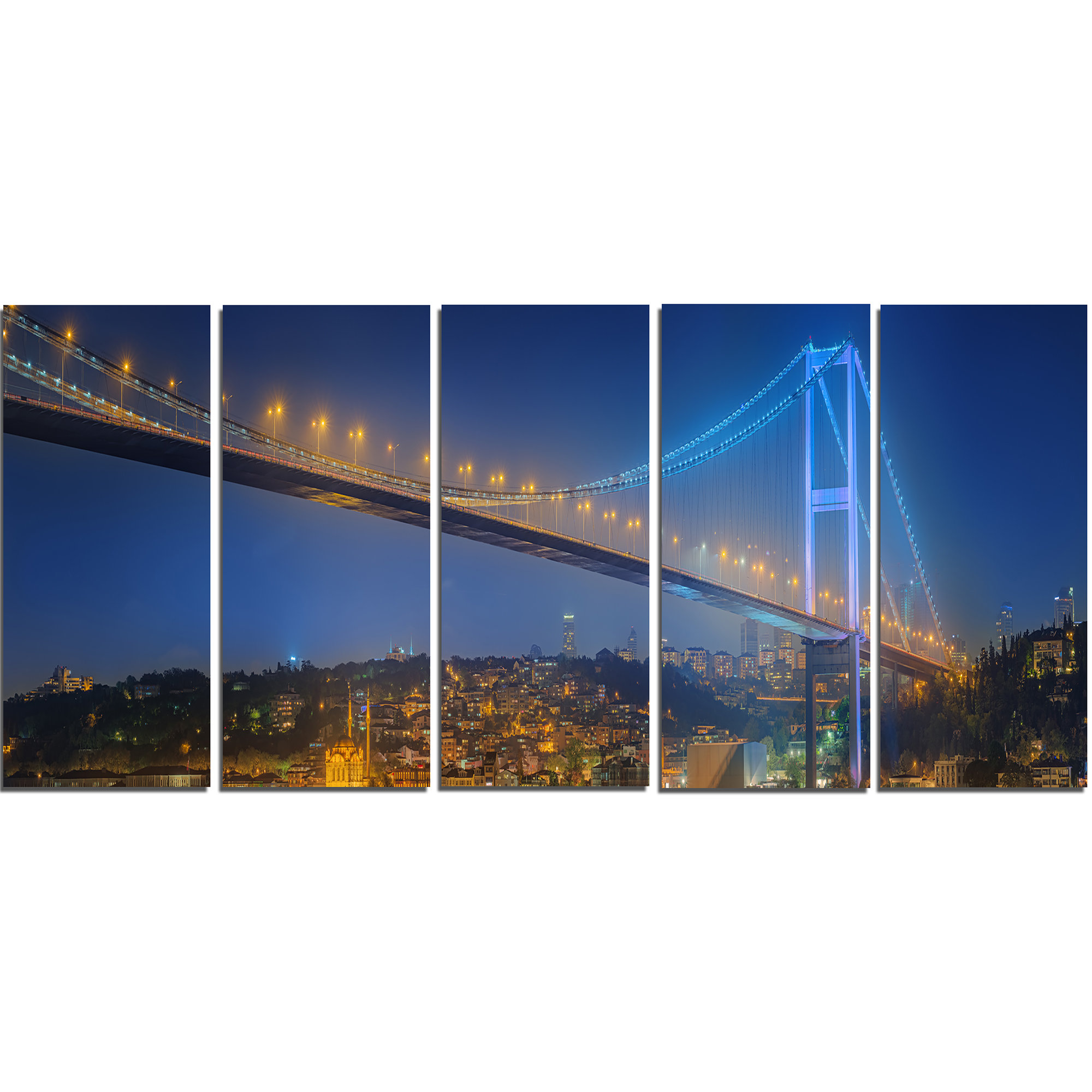 Design Art 'Bosphorus Bridge at Night Istanbul' Photographic Print ...