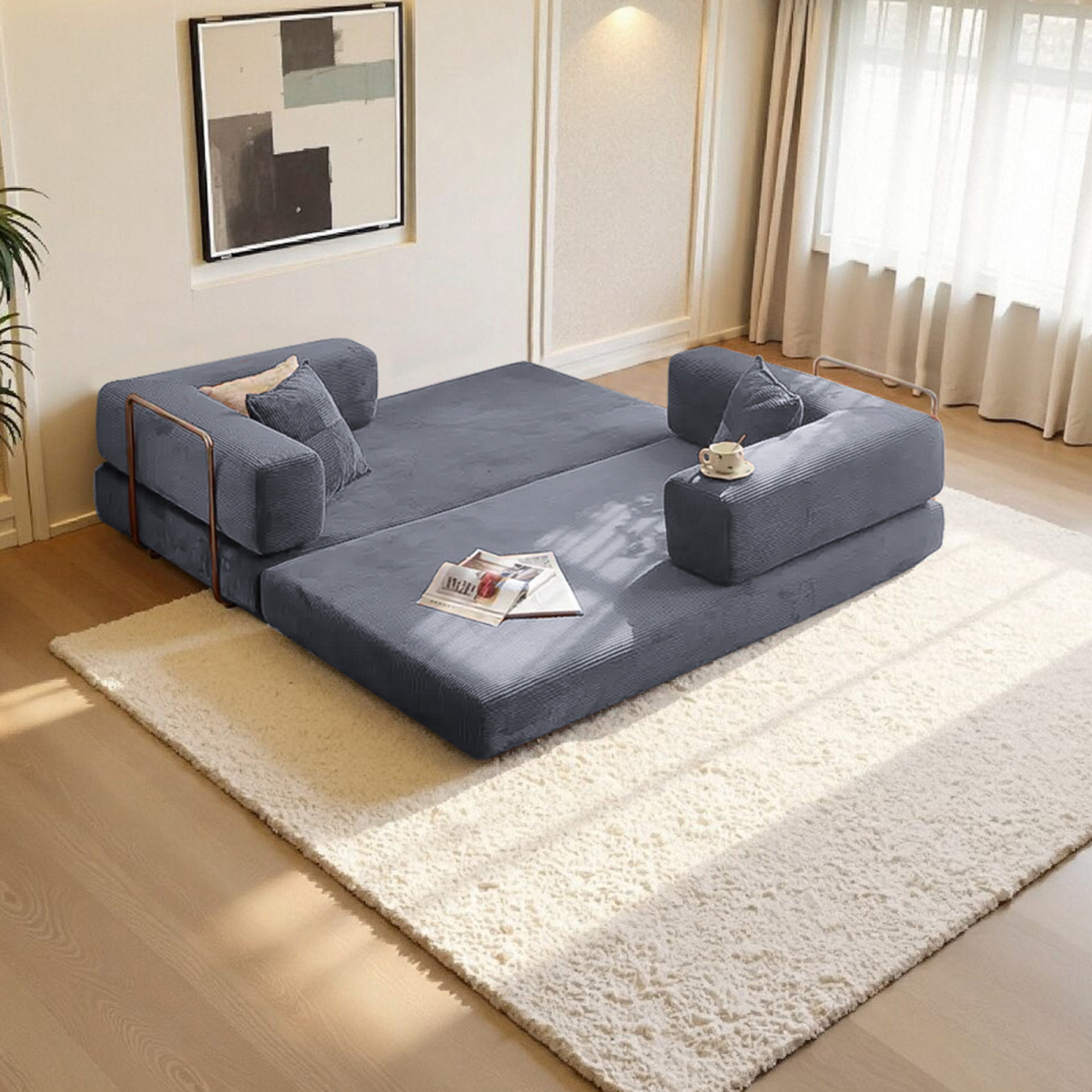Latitude Run® Convertible Space-saving Sofa Bed Memory Foam Living Room ...