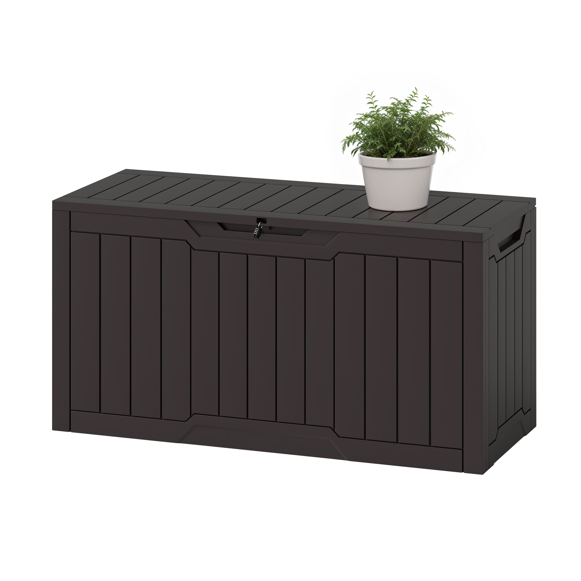 Edrosie Inc 80 Gallon Outdoor Storage Box with Bench Seat Lockable ...