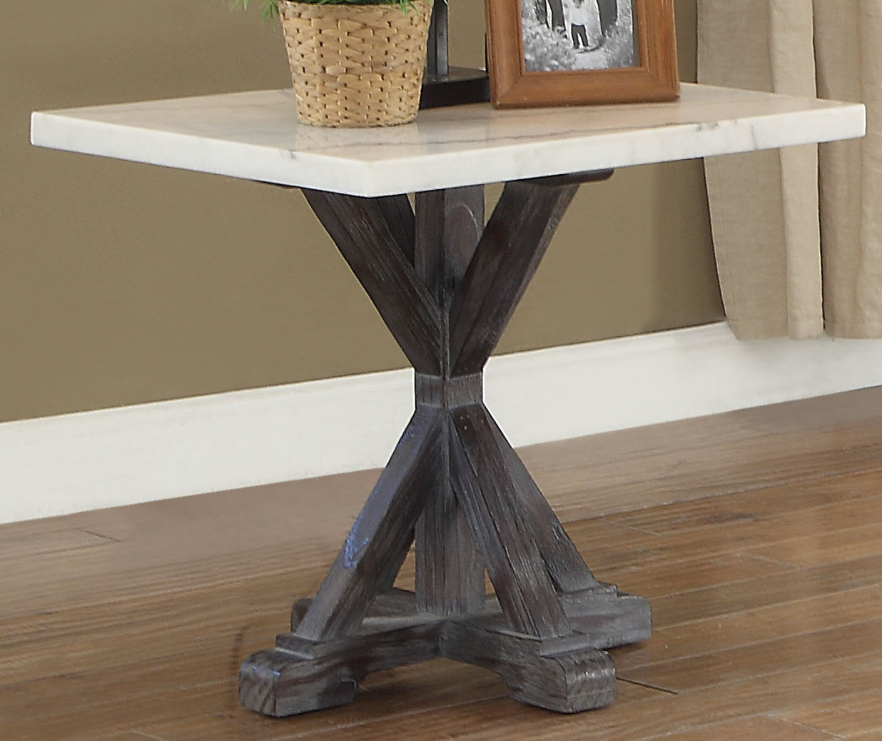 Gracie Oaks Kinvara Cross Legs End Table & Reviews | Wayfair