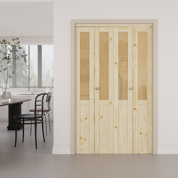 HOZONE Double Paneled Unfinished Wood And Imitation Rattan Hand-Woven ...