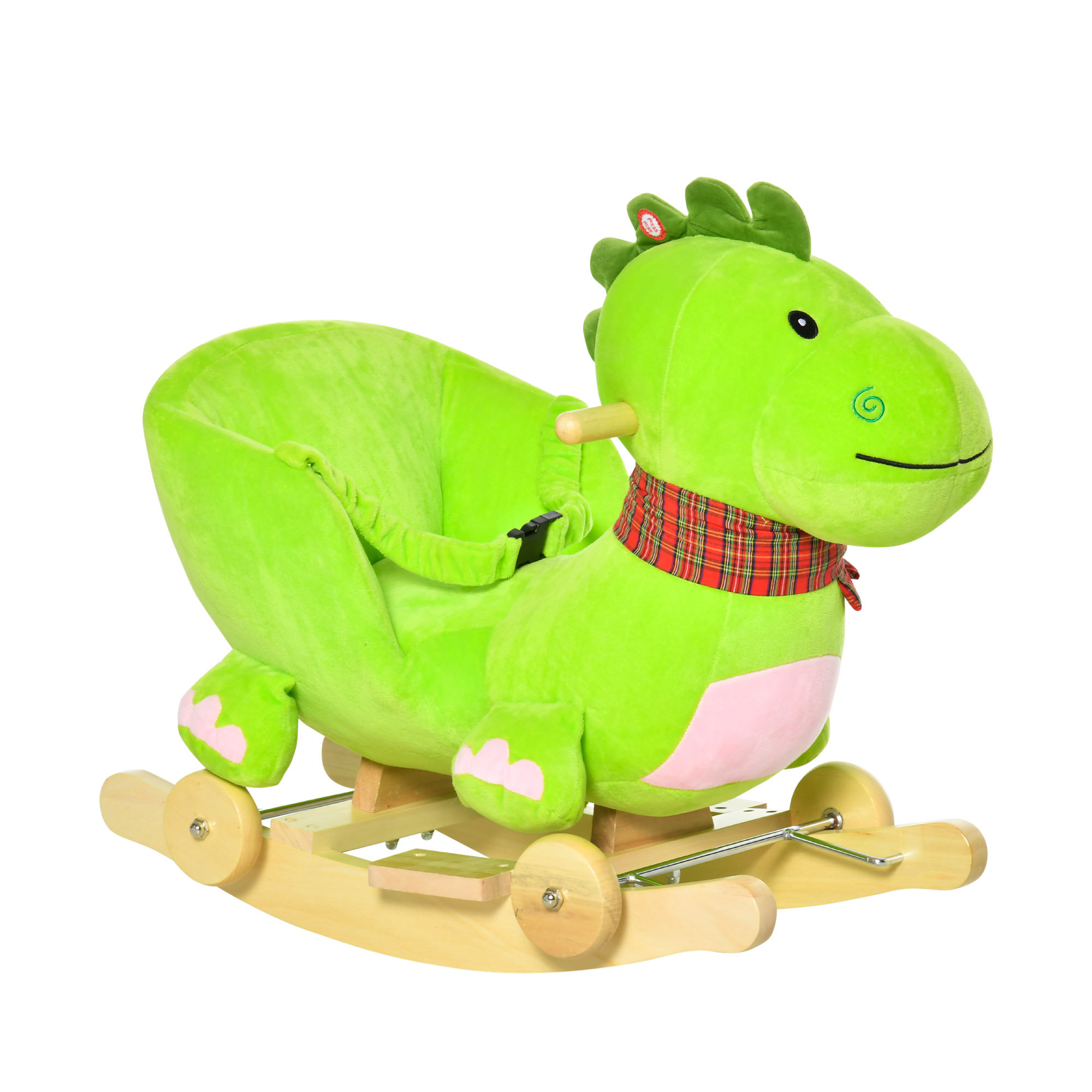 Qaba Kids Interactive 2-in-1 Plush Ride-on Dinosaur Rolling Rocker ...