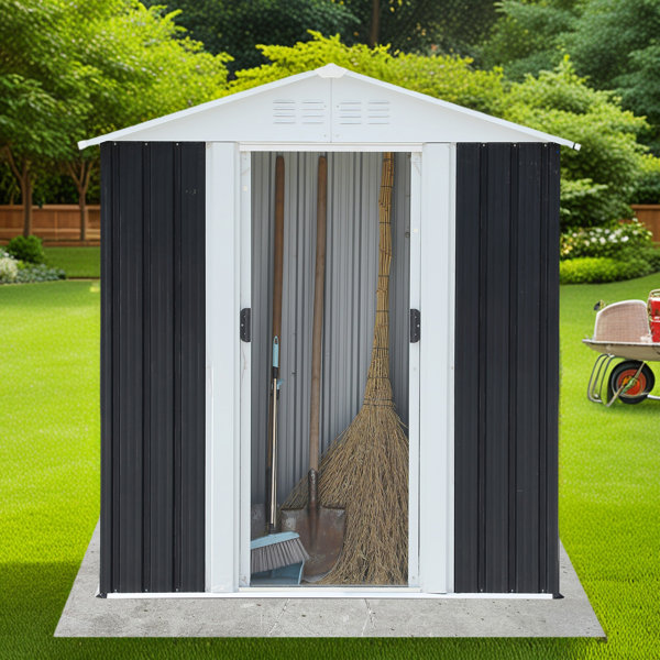 iYofe ??5X3ft Dark Grey Outdoor Storage Shed, Military-Grade Rustproof ...