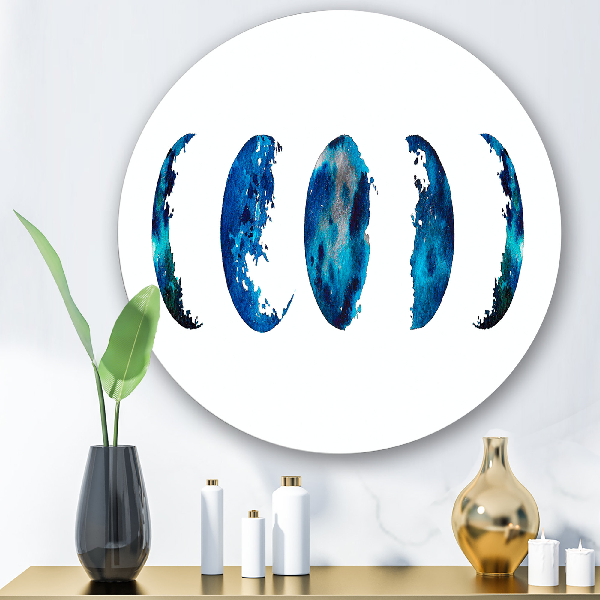 East Urban Home Blue Moon Phases - Bohemian & Eclectic Metal Circle ...
