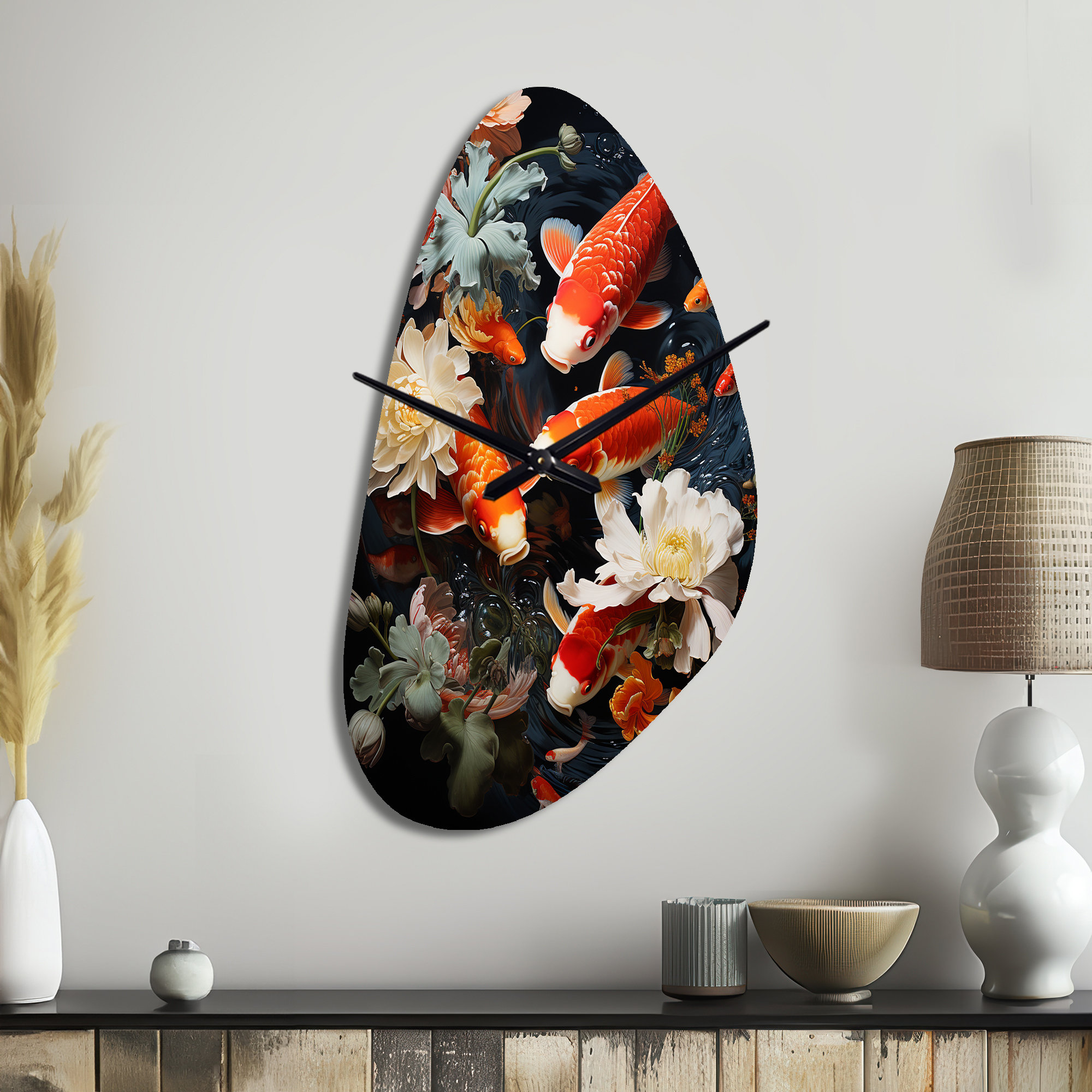 Design Art Asian Art Infinite Koi I - Fall Shape Large Asian Art 3D ...