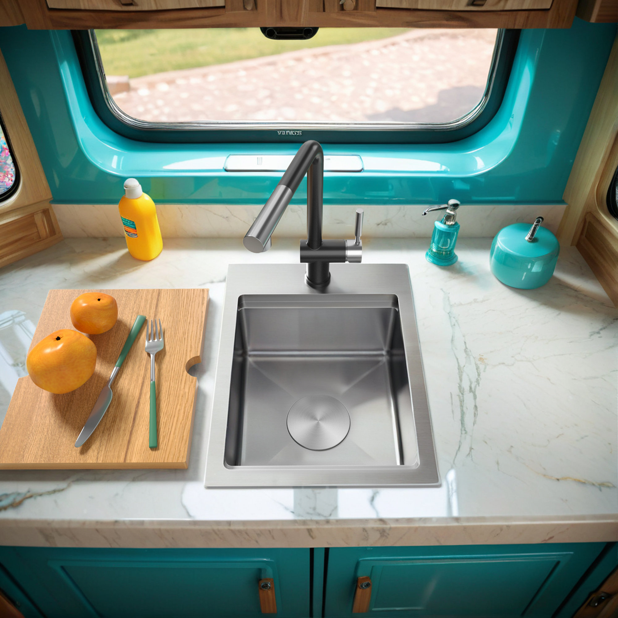 Polyfurniture 17 L Kitchen Sink RV Sink Stainless Steel Sink With ...