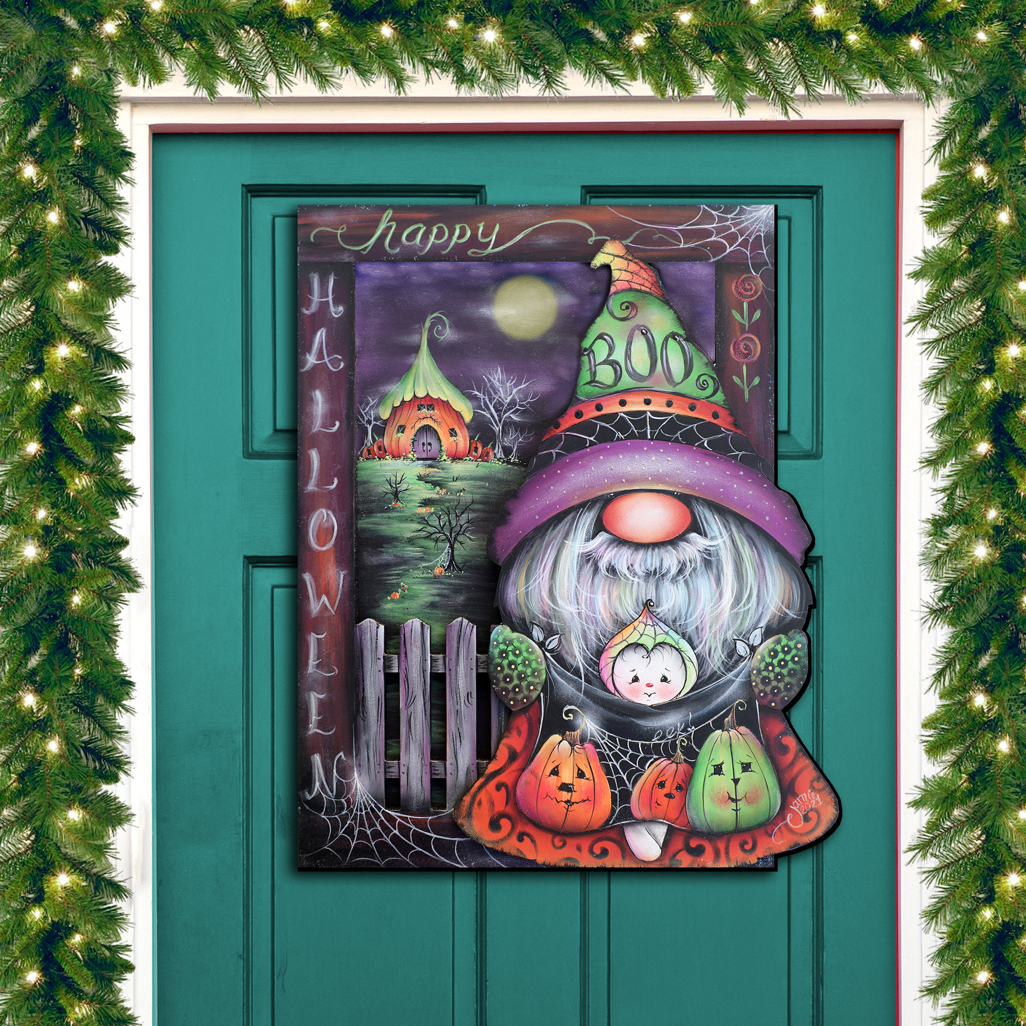 The Holiday Aisle® Haylee Wooden Boo Gnome Wall Décor | Wayfair