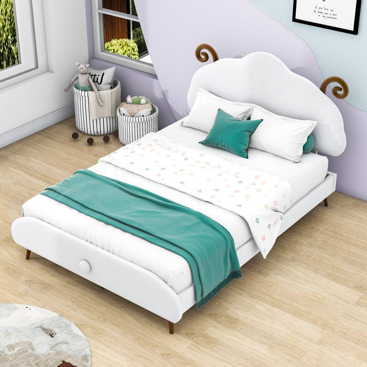 Latitude Run® Apryle Upholstered Platform Bed with Sheep-Shaped ...