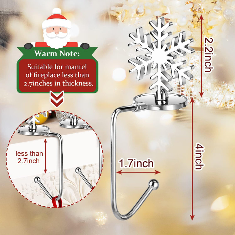 ZAALBA Set of 4 Small Lightweight Snowflake Stocking Holders for Mantel ...