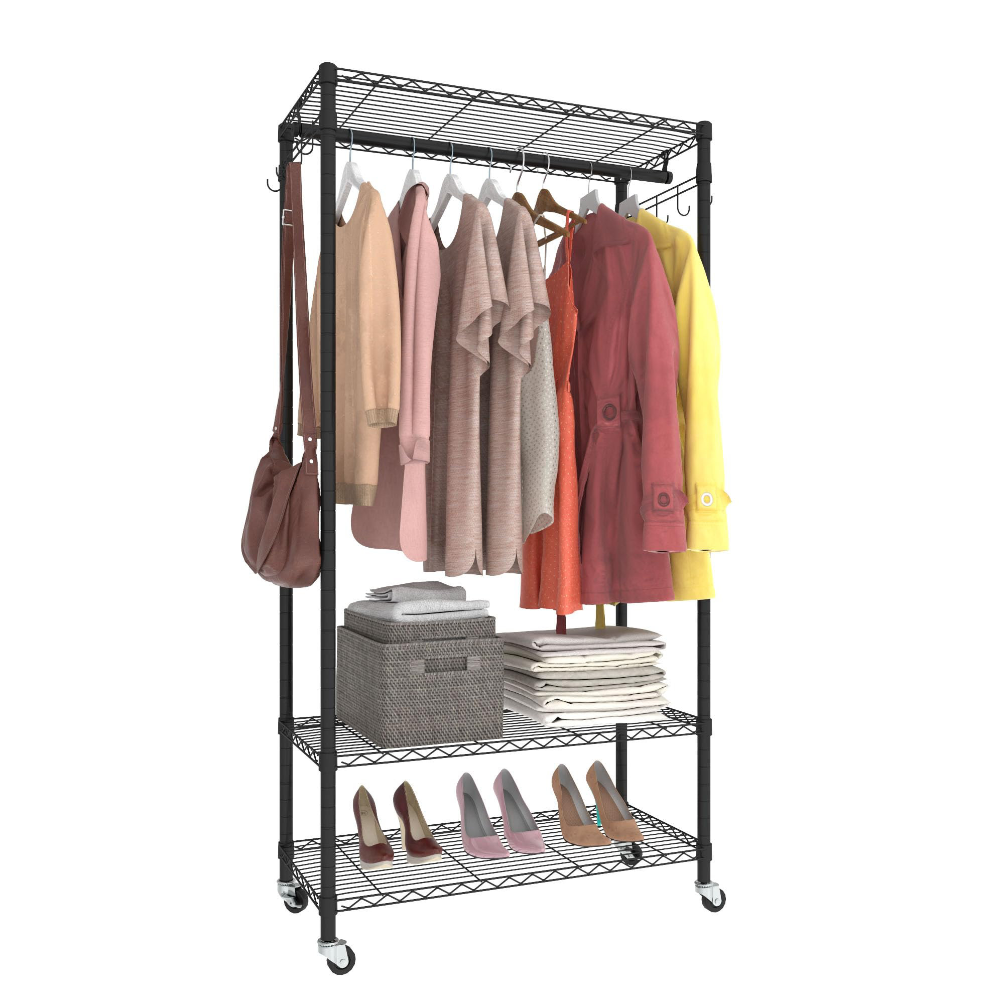 Rebrilliant Rolling Portable Garment Rack,Freestanding Clothes Racks ...