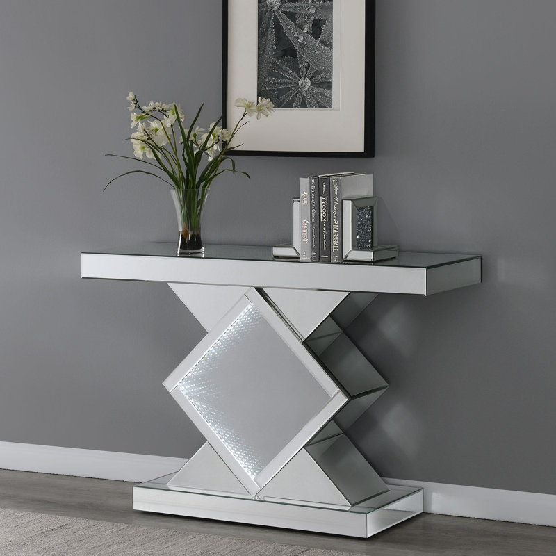 Mercer41 Infinity Mirror LED Entryway Console Table Silver | Wayfair
