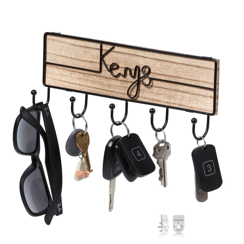 Gracie Oaks Bornhoft Keys Hangers Wall Organizer Key Hooks Natural Wood ...