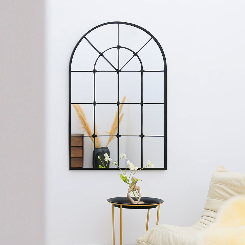 Williston Forge Jakanye Metal Arch Window Pane Wall Mirror | Wayfair