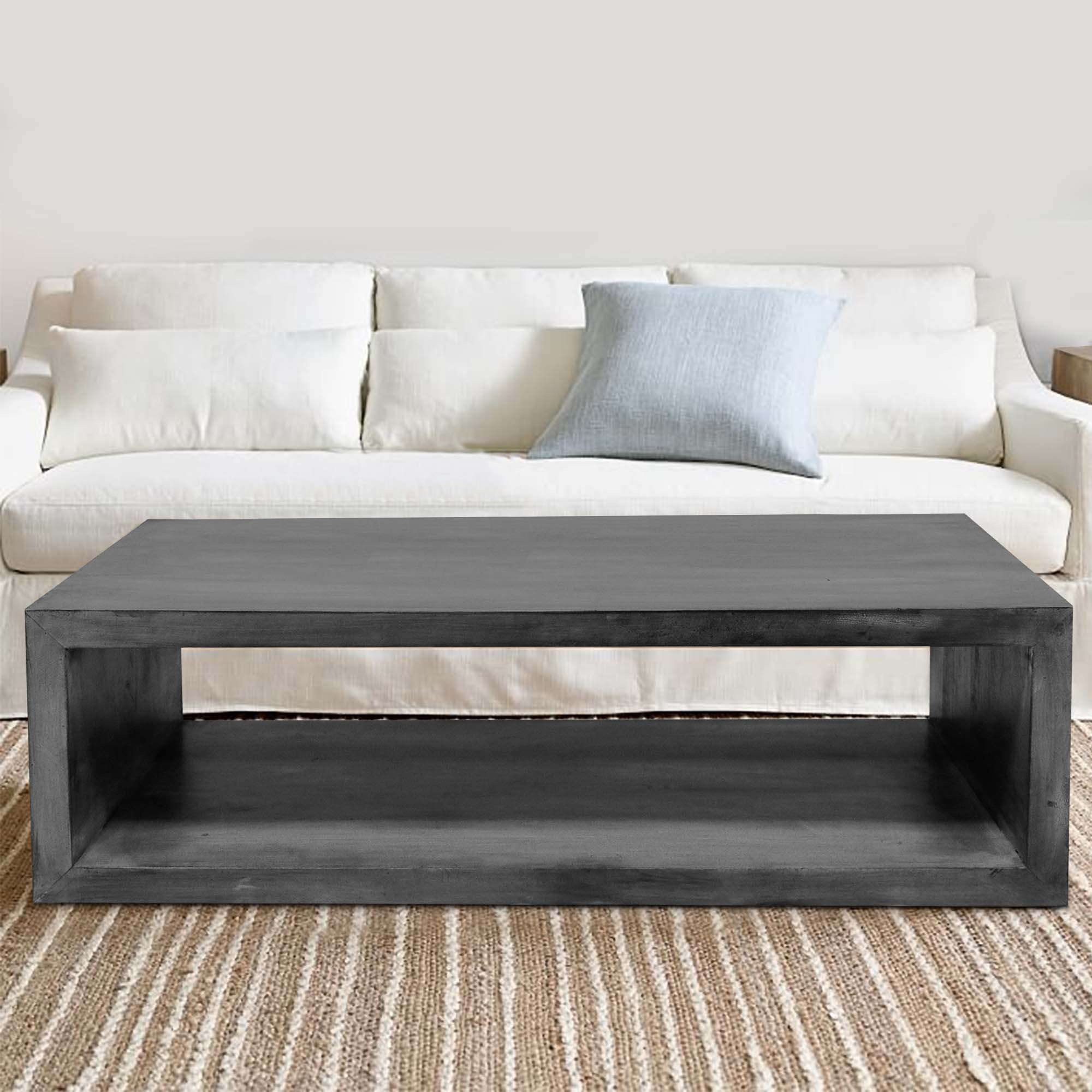 The Twillery Co.® Keli Walpole 58 Inch Cube Shaped Wooden Coffee Table ...