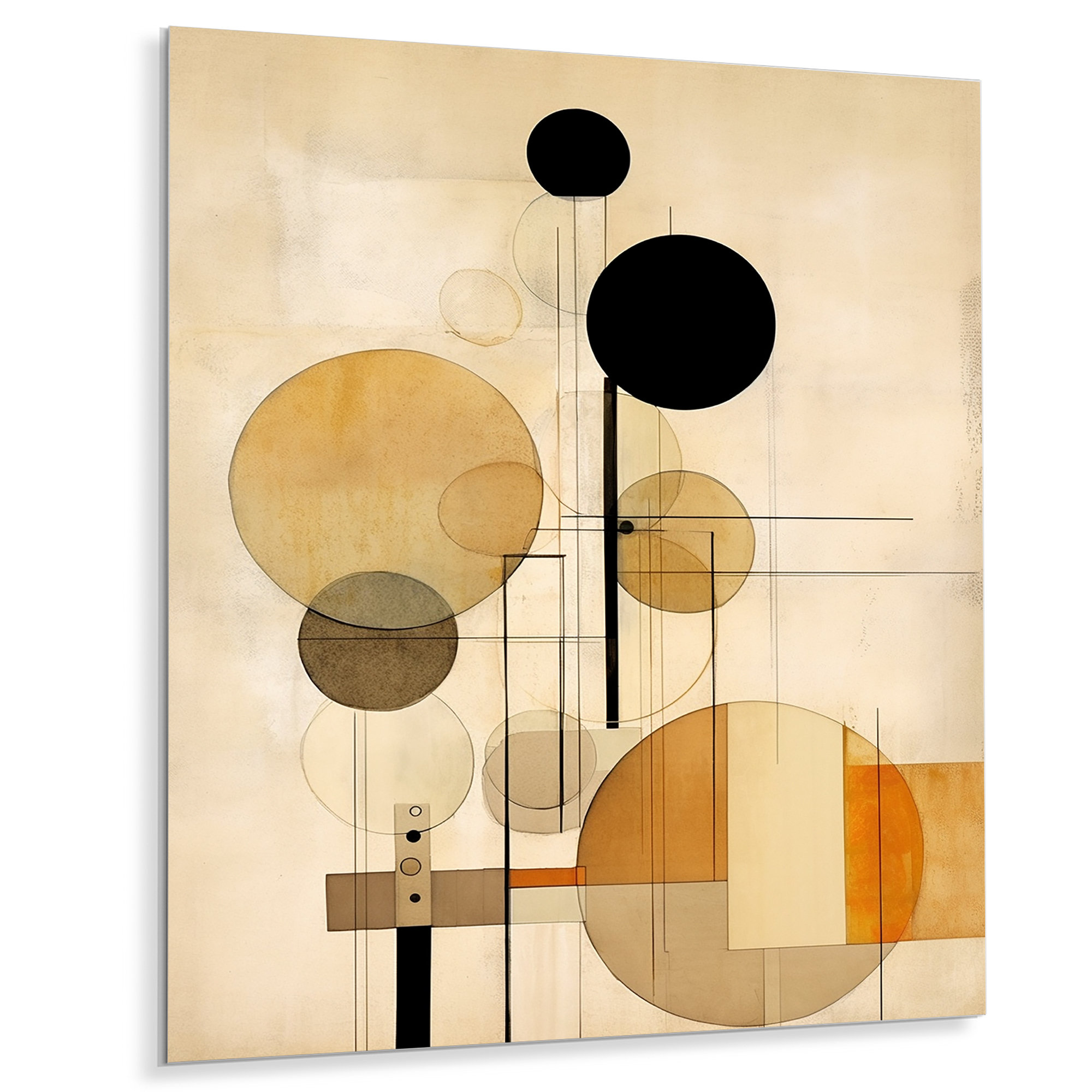 Latitude Run® Beige Geometry In Motion I - Abstract Shapes Metal Wall ...