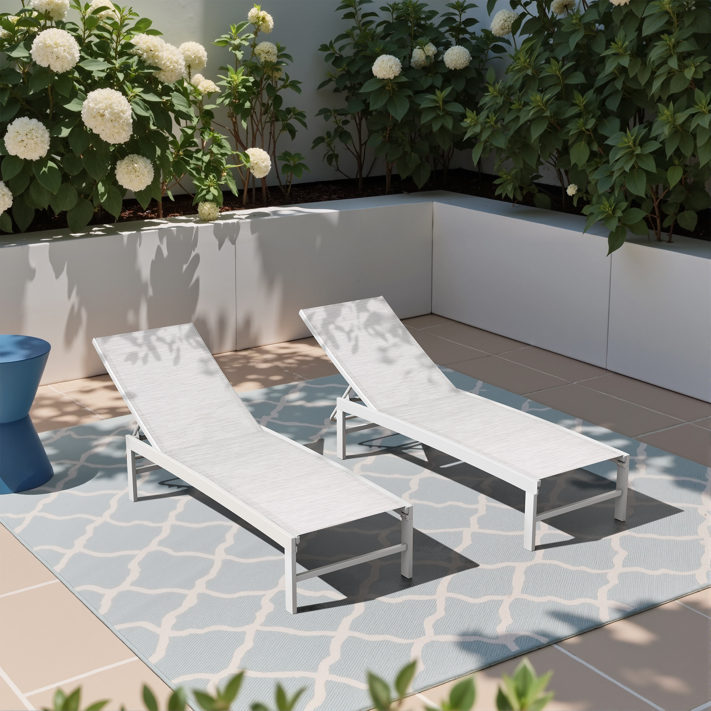 Ebern Designs Marilea Outdoor Aluminium Reclining Chaise Lounge ...
